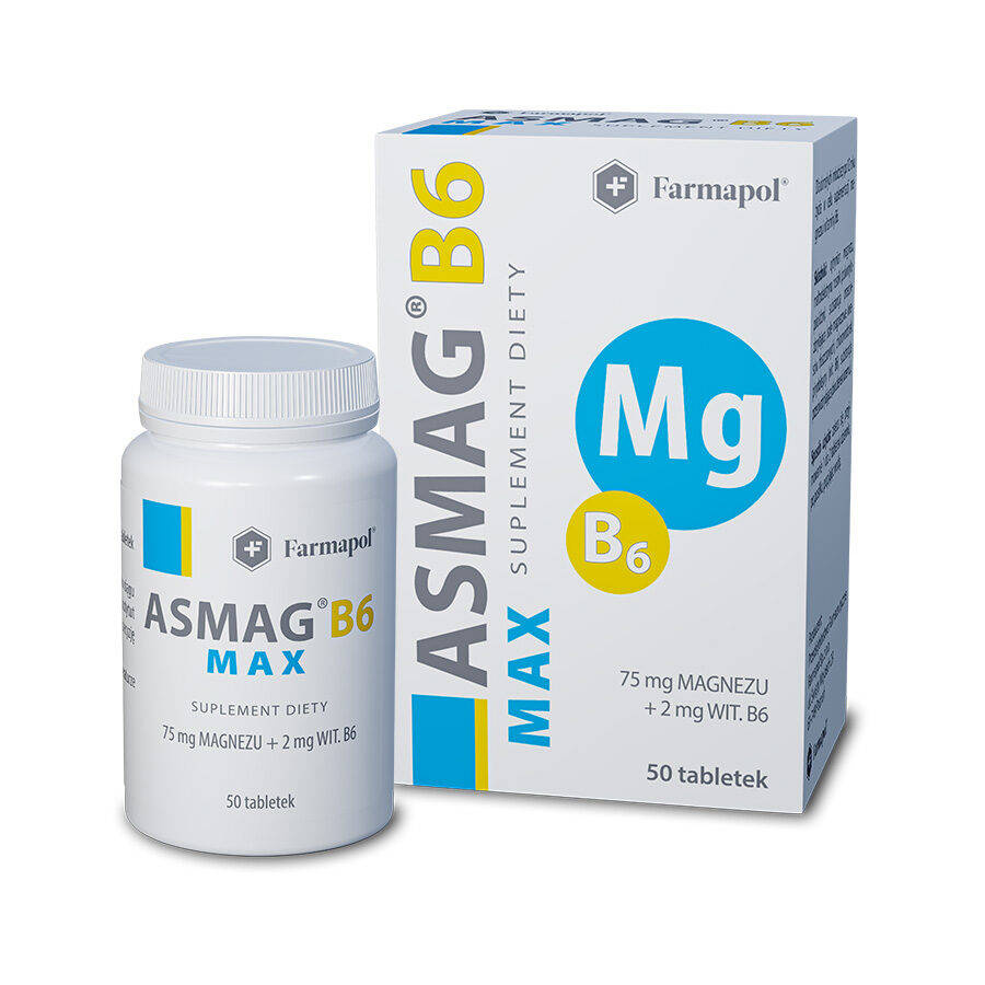 ASMAG B6 MAX,magnez + witamina B6, 50TABLETEK | Tabletka.pl